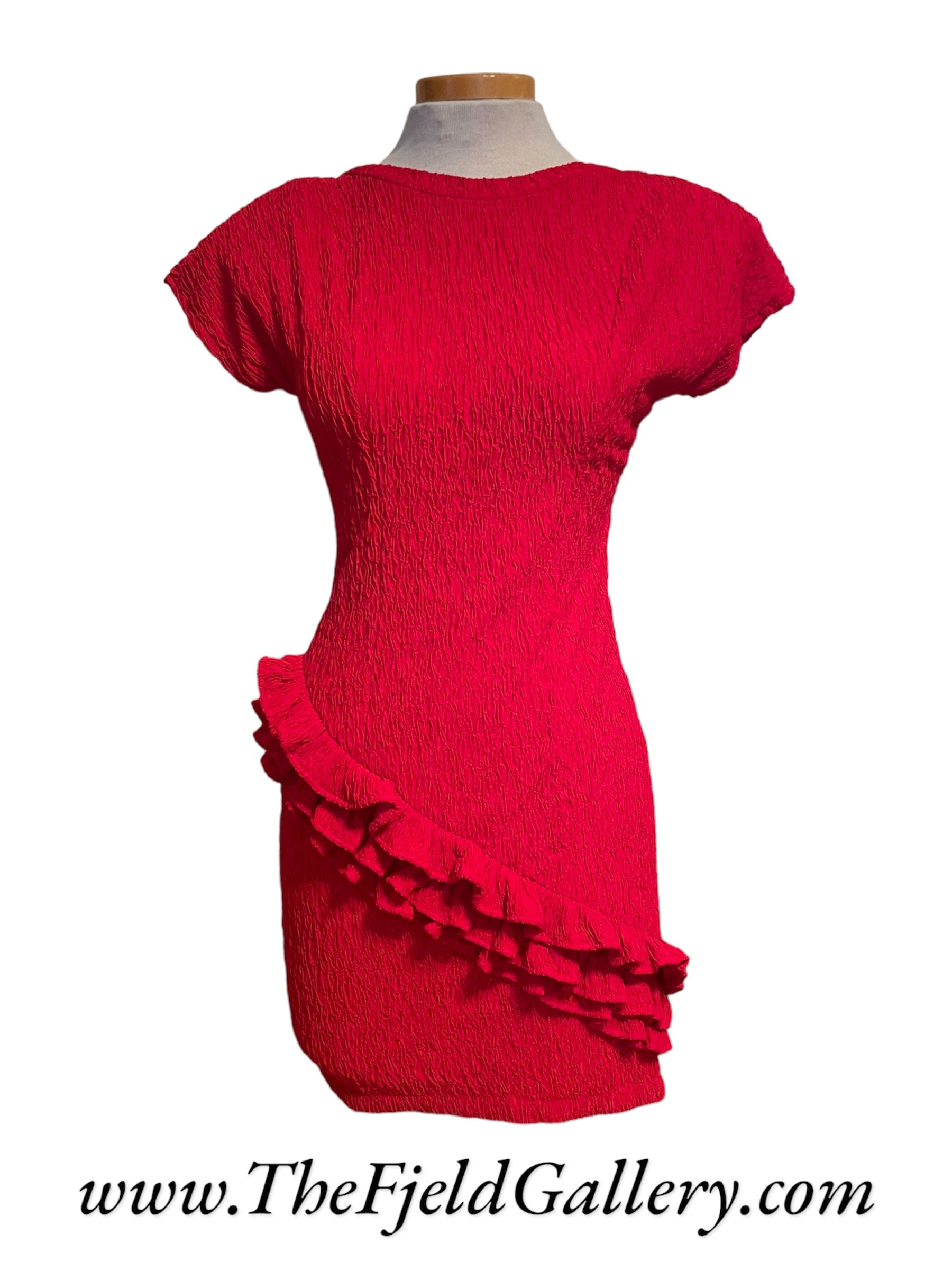 1980’s Vintage Red Party Dress with Ruffle – The Fjeld Gallery